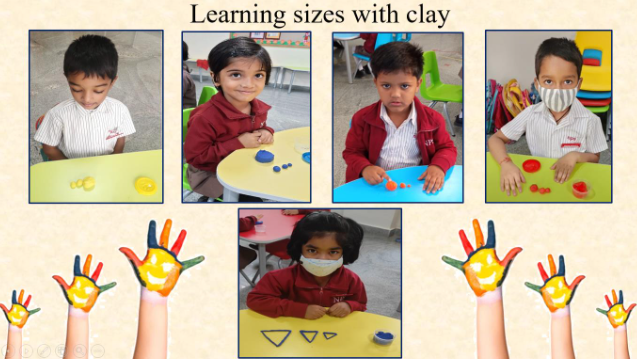 KG 1- Learning sizes with clay | National Public School