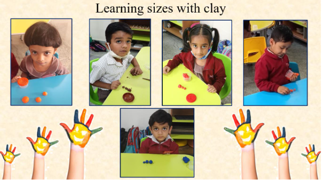 KG 1- Learning sizes with clay | National Public School